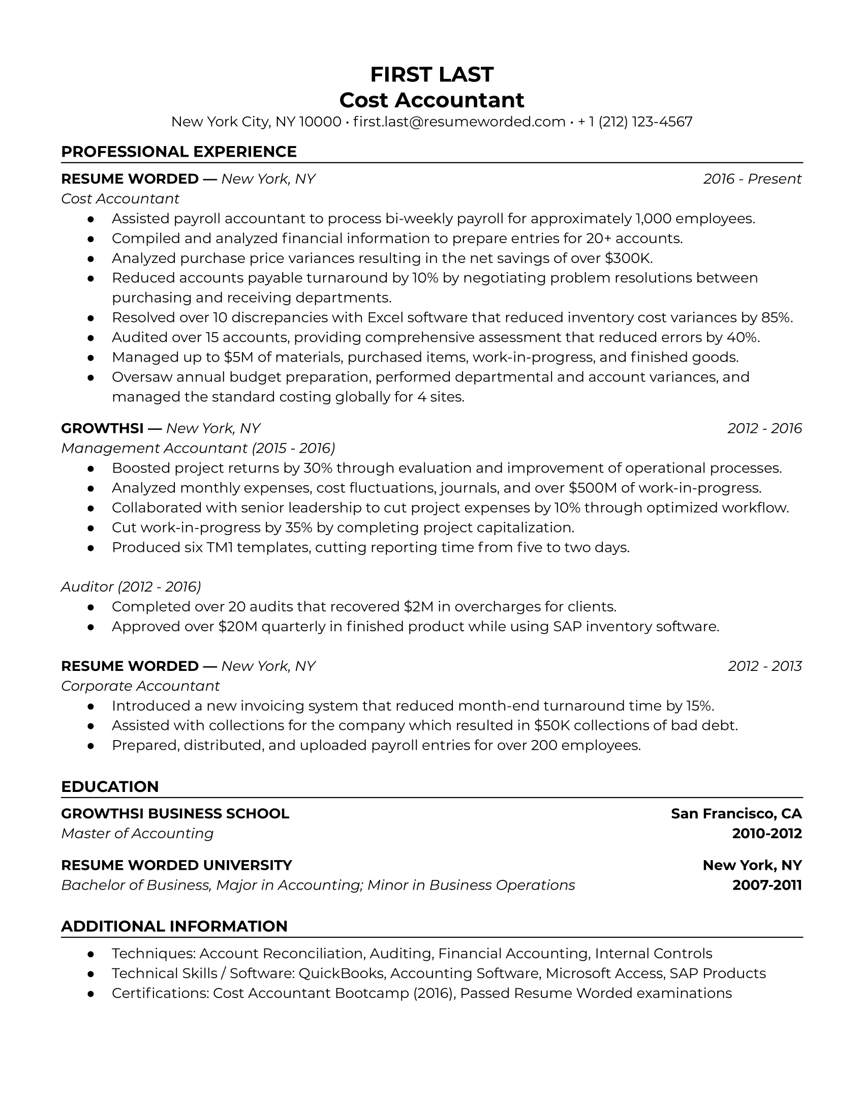Free Sample Accountant Resume Format Courses Offered
