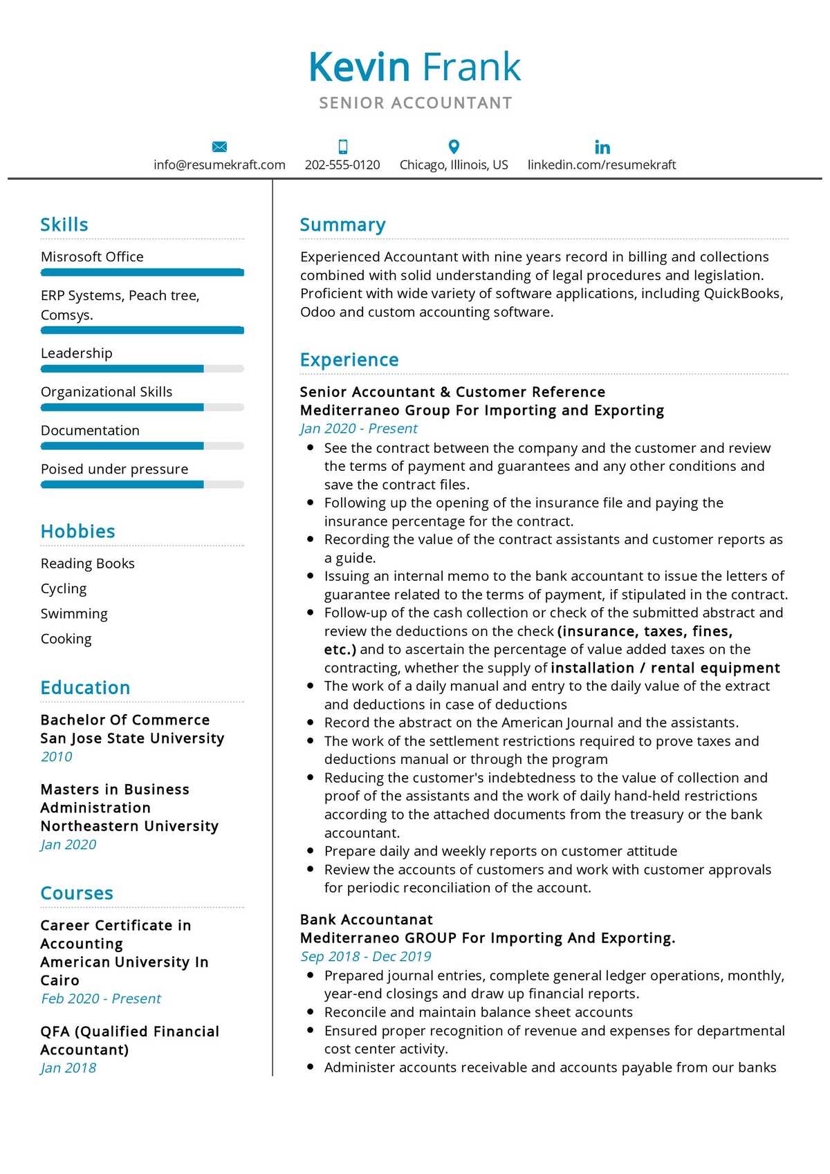 Free Sample Accountant Resume Format Courses Offered